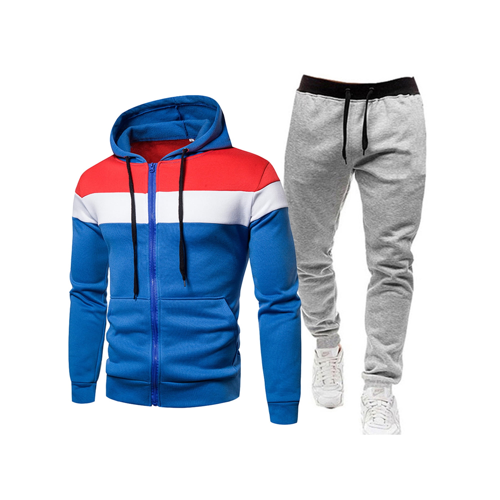 Click here for Bellella Men Hoodies Sweatsuit Colorblock Sweatshi... prices