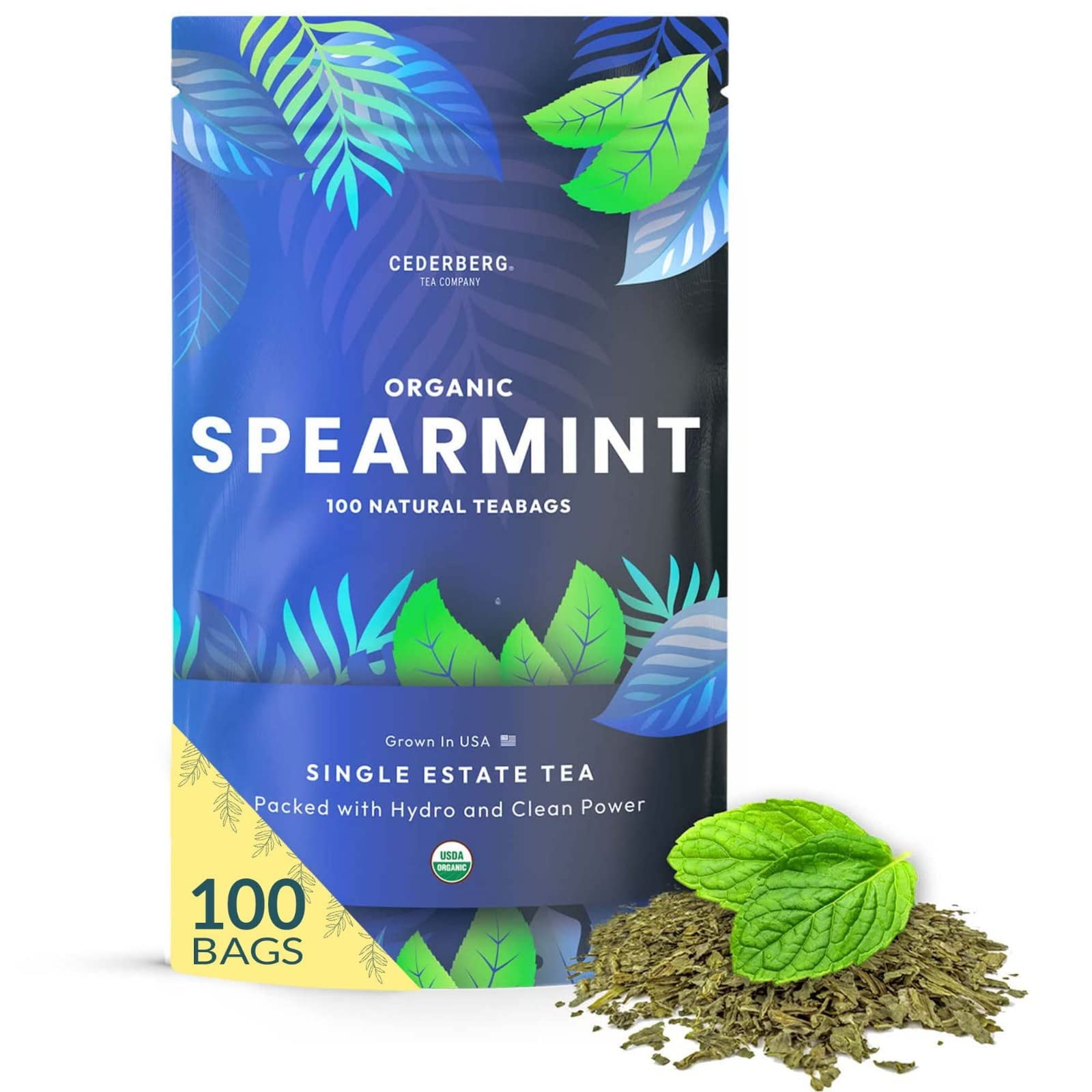 Té de hierbas Cederberg Tea Company, menta verde orgánica, 100 bolsas ...