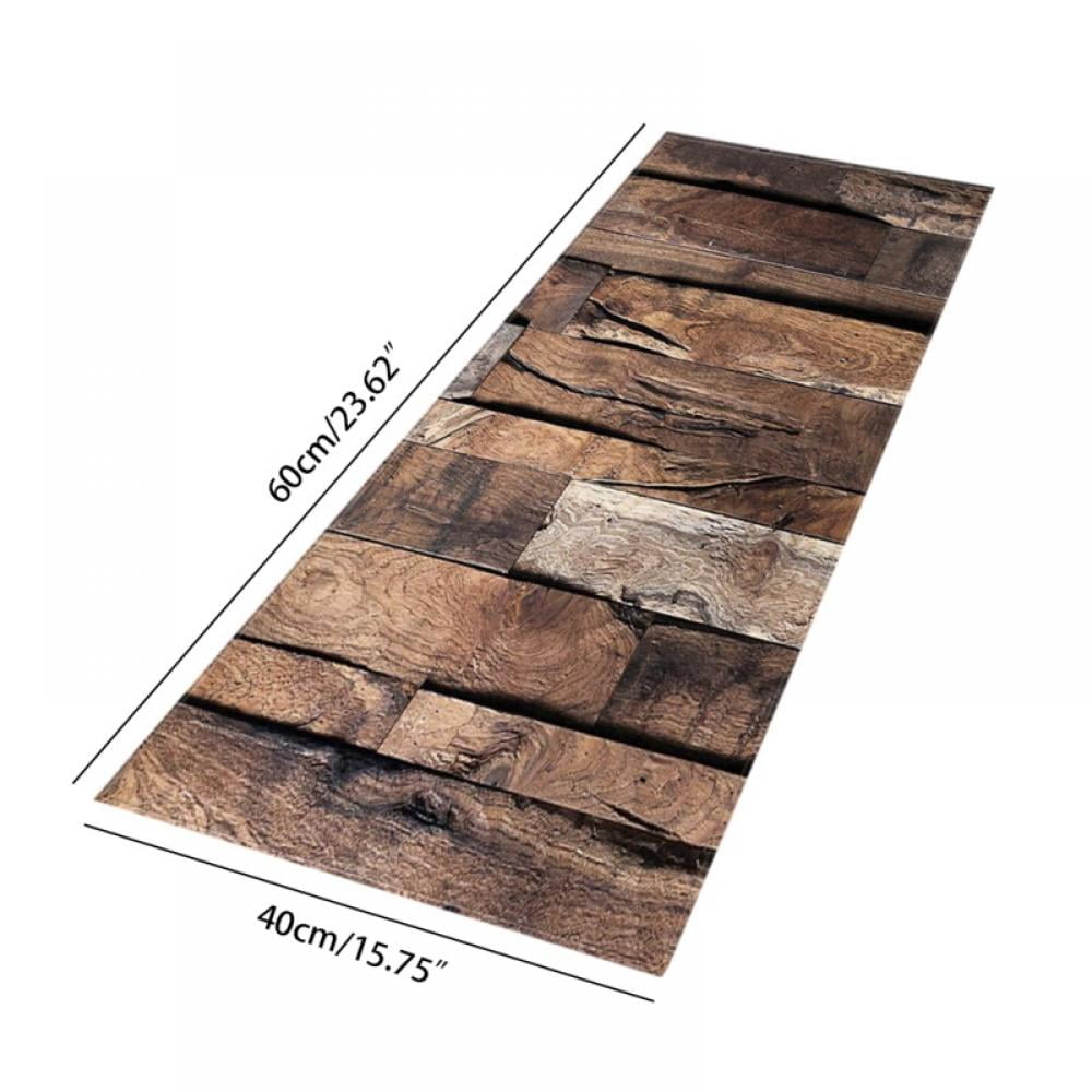[BRAND CLEARANCE1]!Kitchen Rug Non-Slip Wooden Rustic Runner Area Rug ...