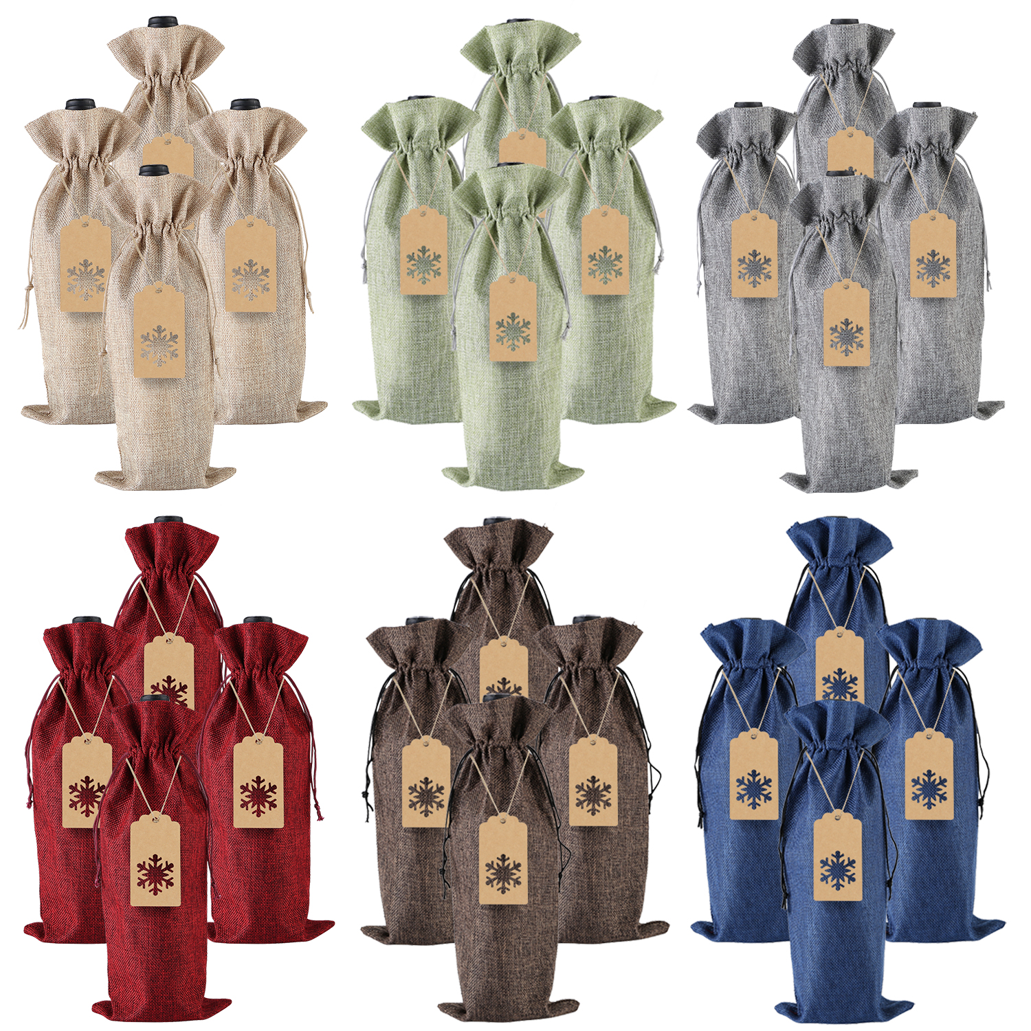 Burlap Wine Gift Bags, 24 Pcs Jute Drawstring Wine Bottle Covers with ...