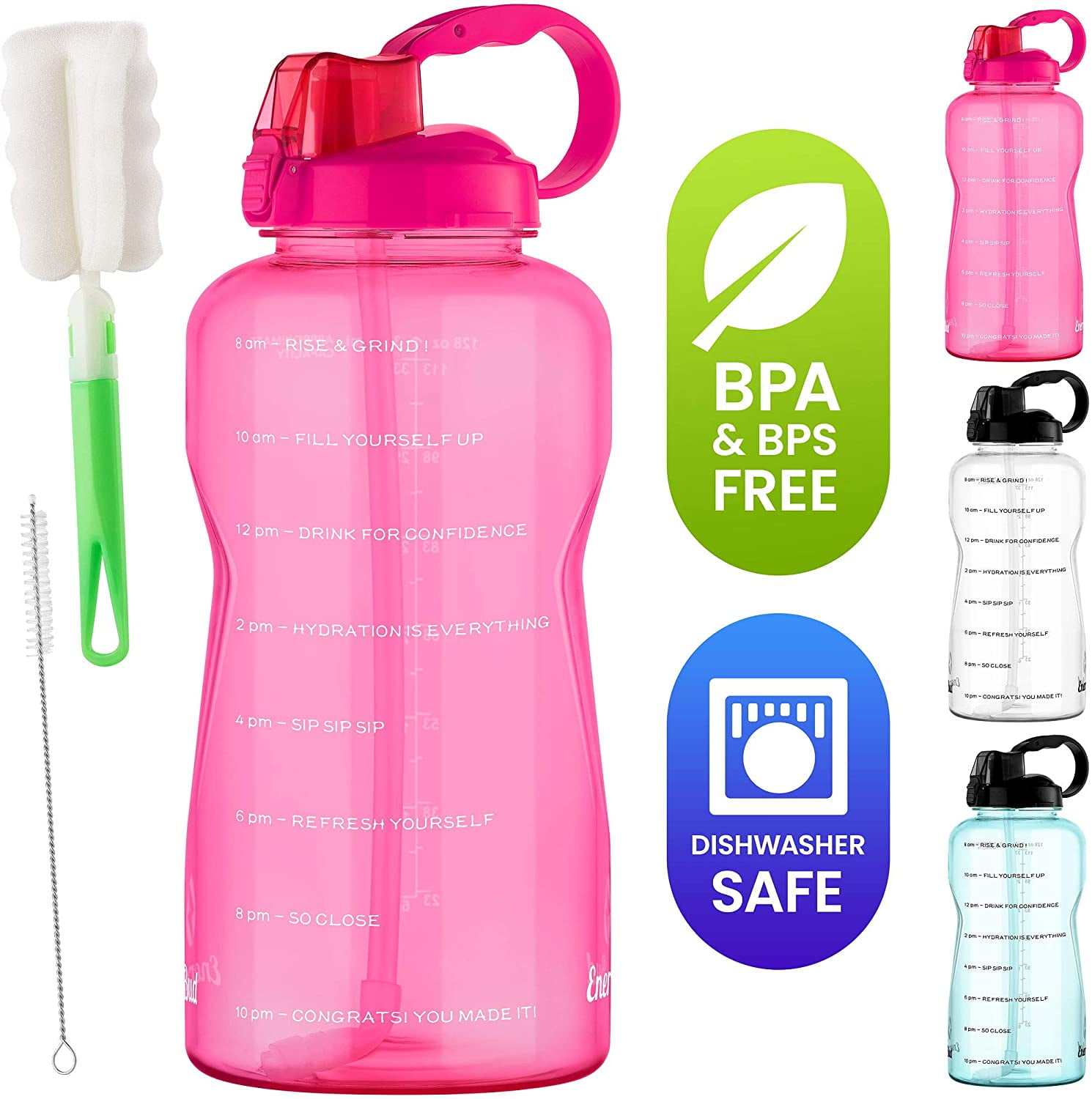 EnergyBud Water Bottle With Time BPA Free Gallon Jugs Motivational ...
