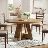 Tribesigns Farmhouse Dining Table for 4 People, 47" Round Wood Dining ...