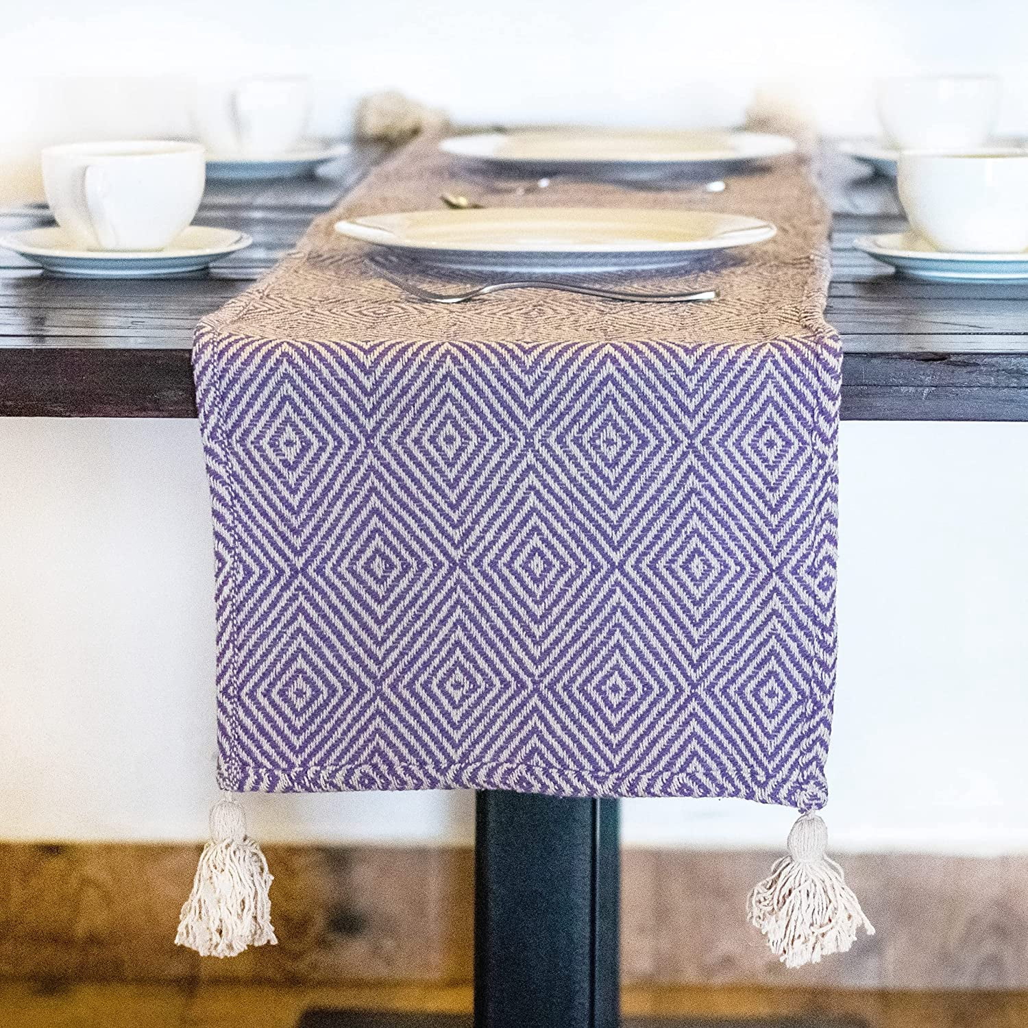 Heavenera 13X70 inch Cotton Woven Table Runner with Handmade Tassels ...