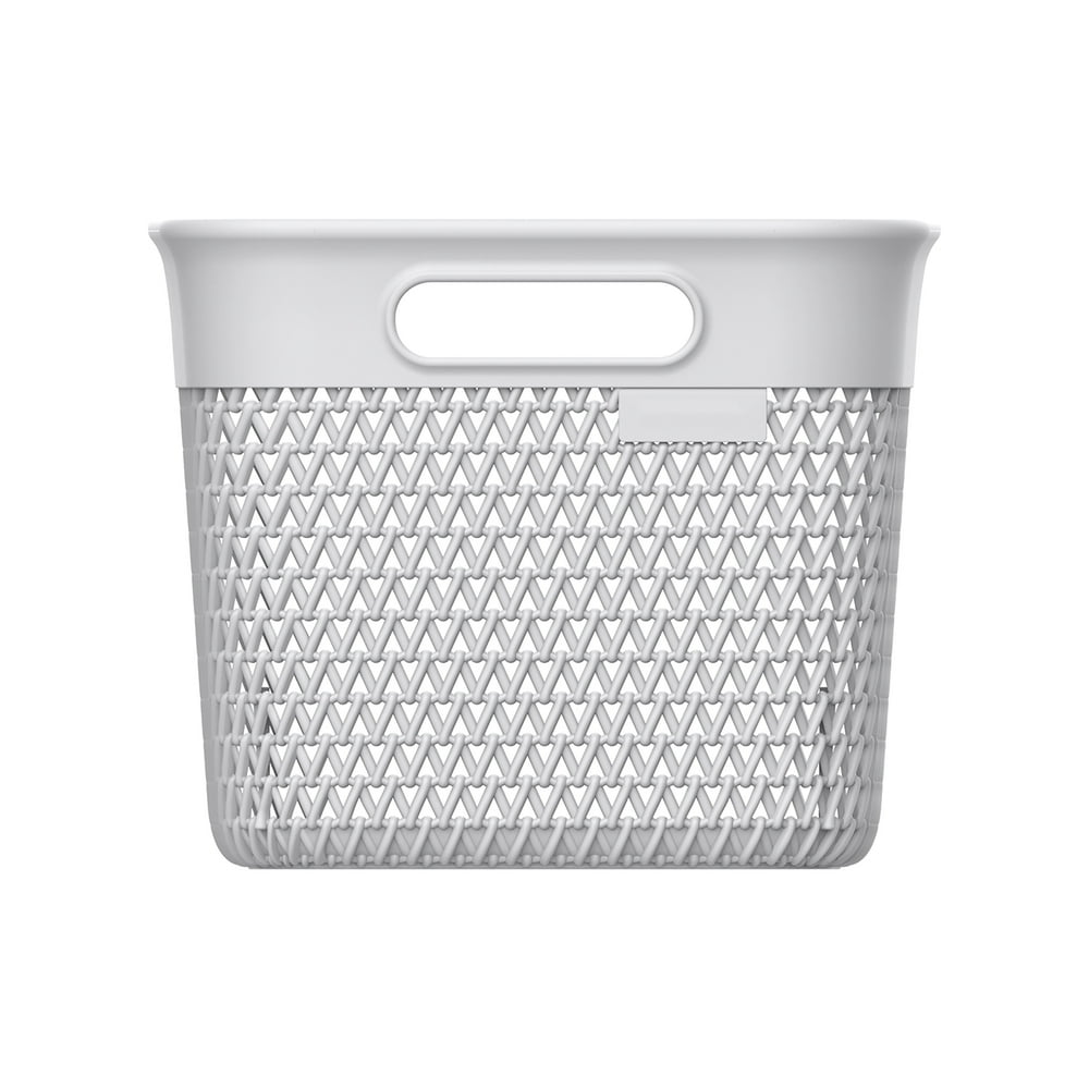 Mainstays Woven Plastic Storage Basket - White 16-Quart Wicker Design ...
