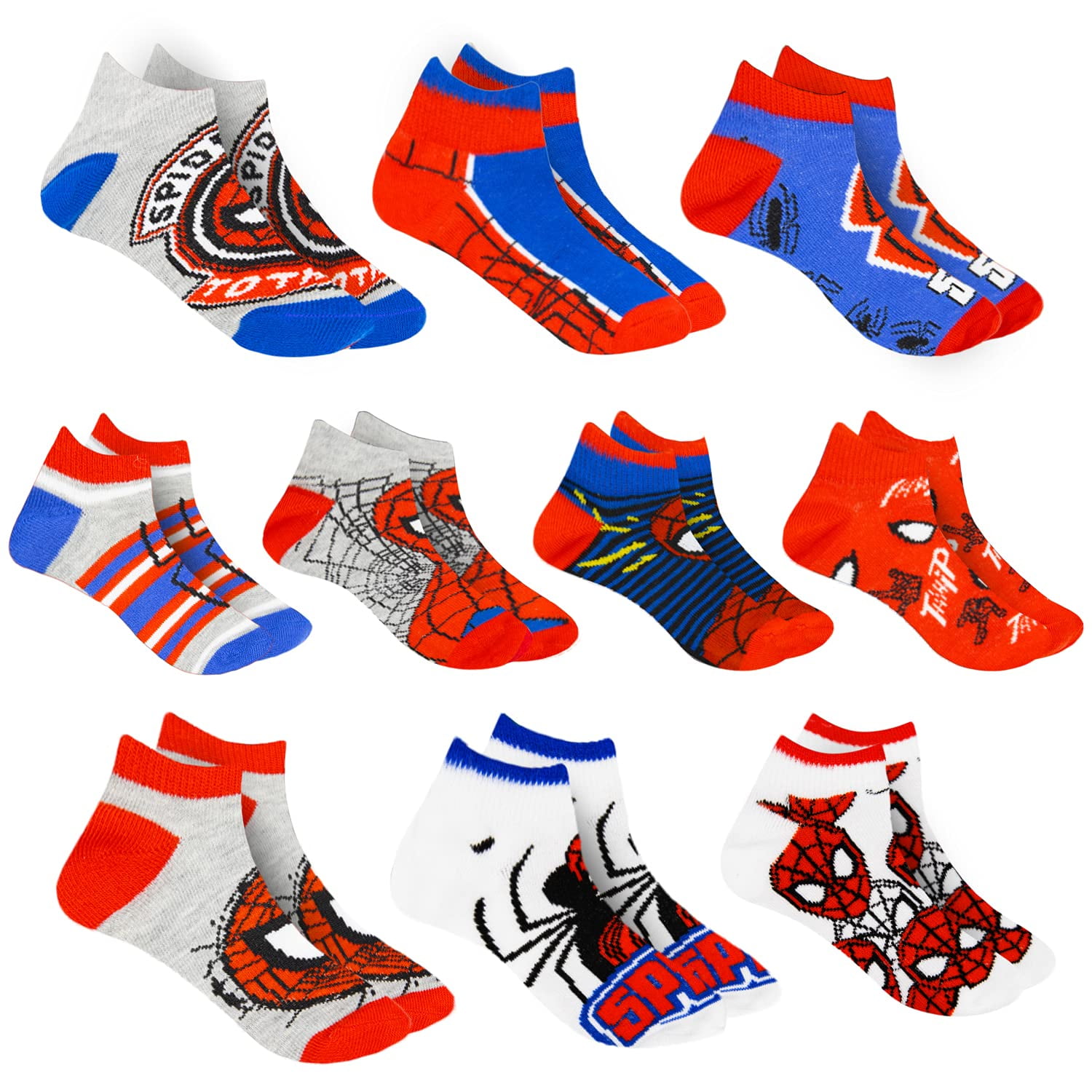 Click here for Socks Marvel Spider-Man 10 Pairs Boys Low Cut 3-9 prices