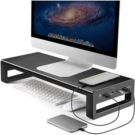 VAYDEER Dual Monitor Stand Aluminum Monitor Riser with Wireless ...