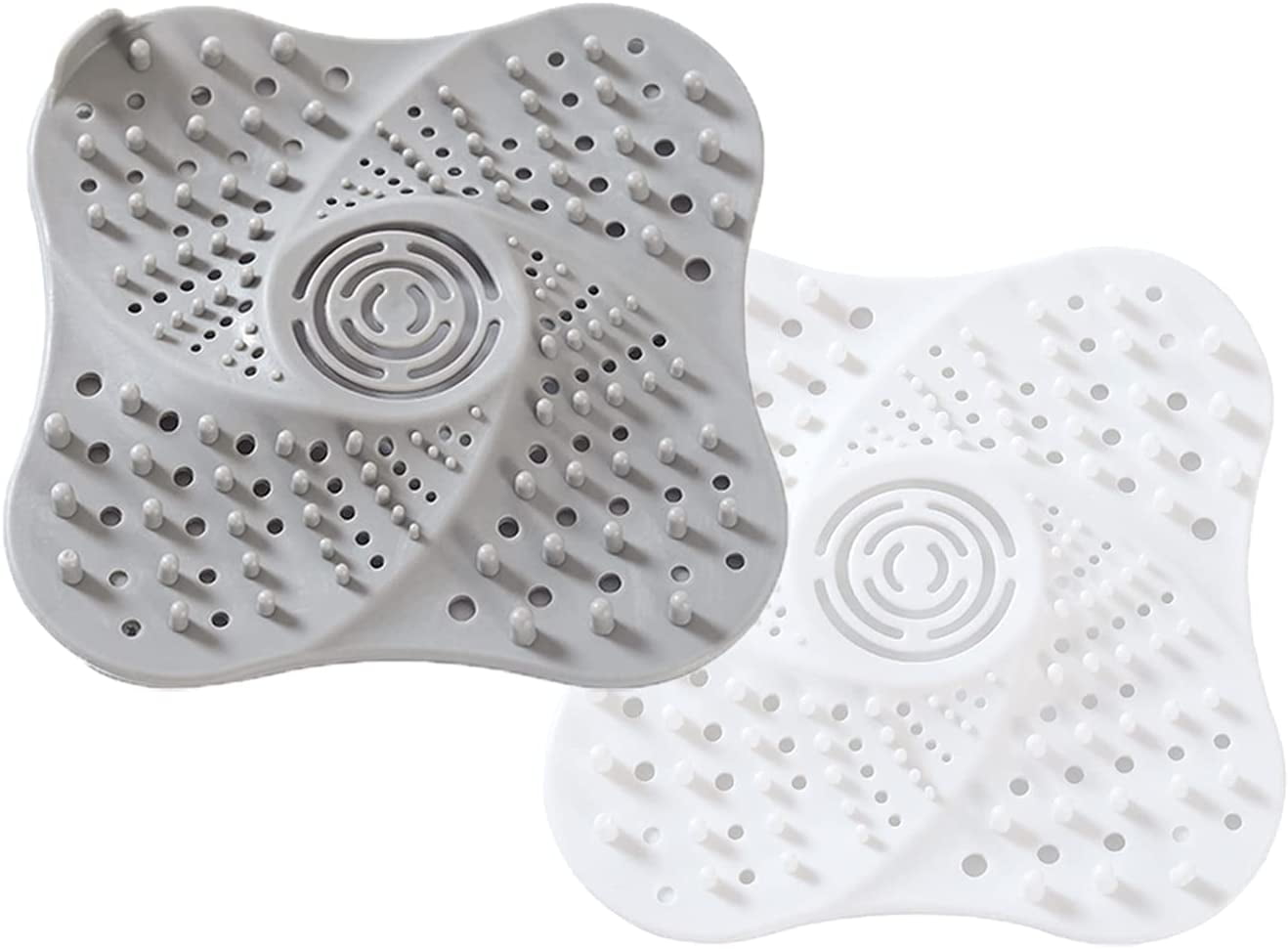 Reusable Drain Hair Catcher Cover w/ Suction Cups Durable Silicone ...