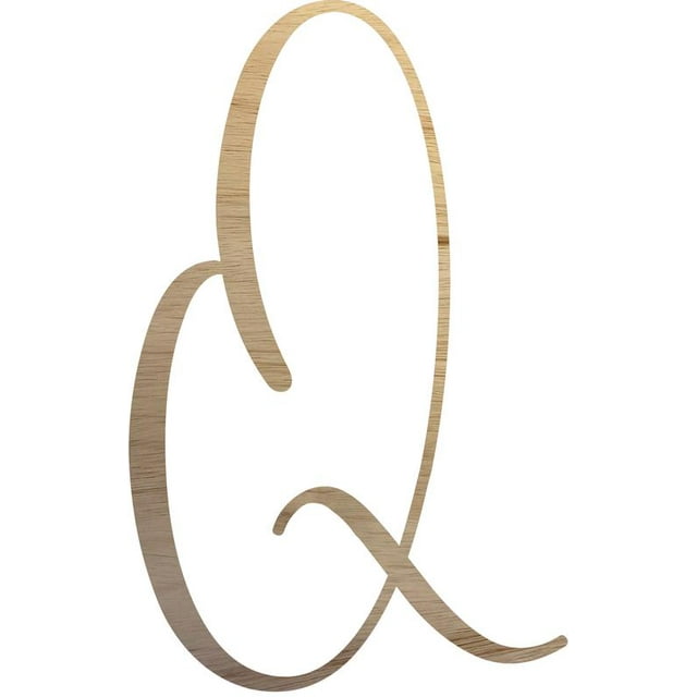 Wooden Cursive Letter, Unfinished 14'' Tall Craft Letter Q, Rebeca DIY ...