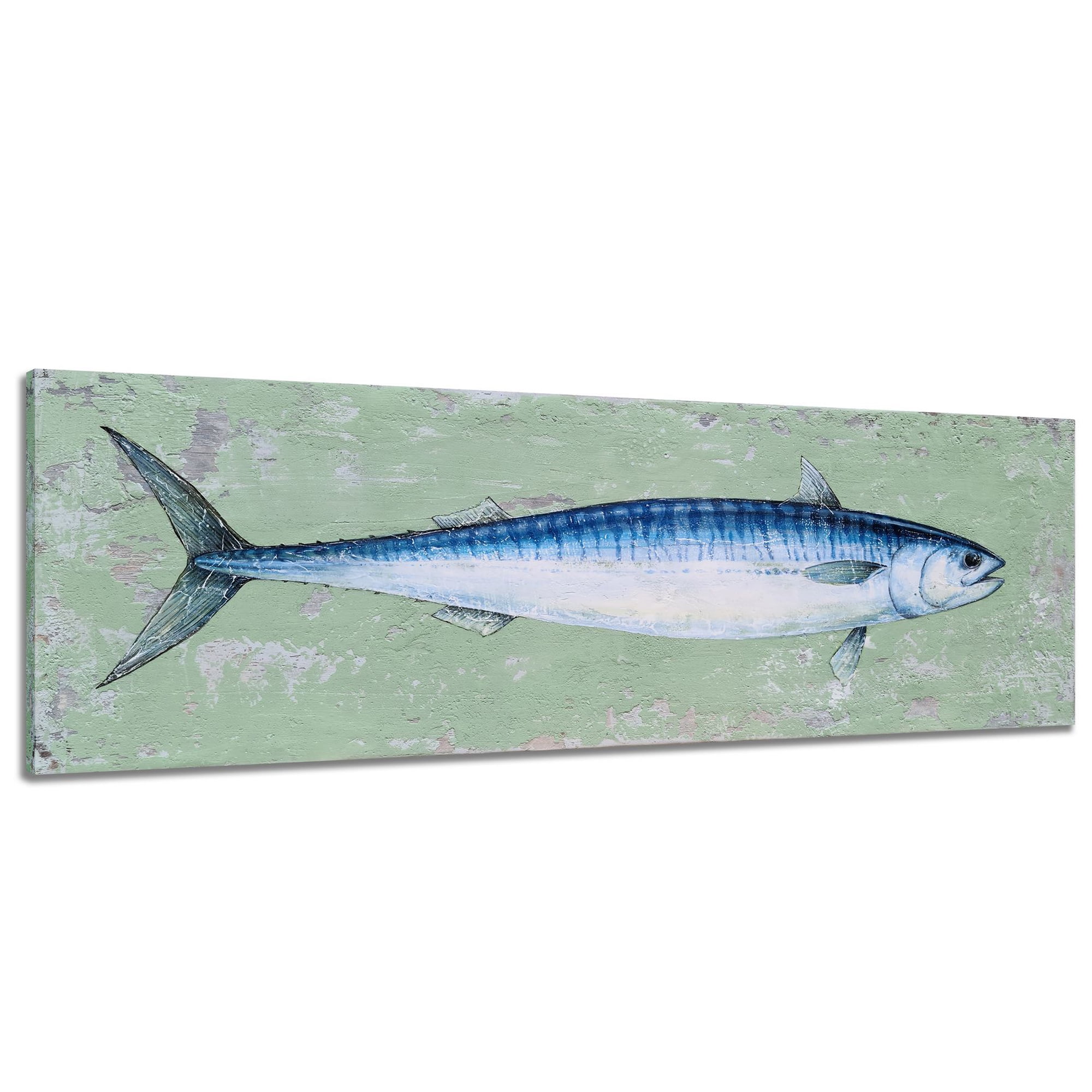 Yihui Arts Tuna Fish Painting in Blue and White Color Modern Vintage ...