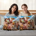 Cartoon Animal Pillow Covers Set of 4, Cow Sheep Horse Pig Kitten ...