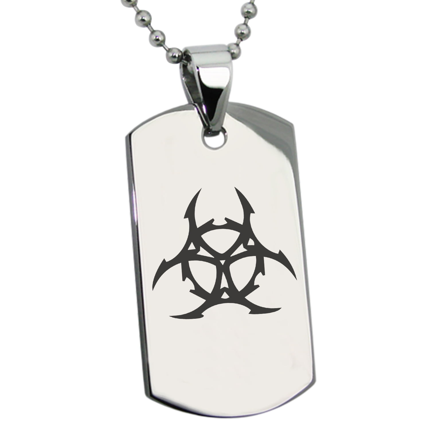 Stainless Steel Barbed Wire Biohazard Engraved Dog Tag Pendant Necklace ...