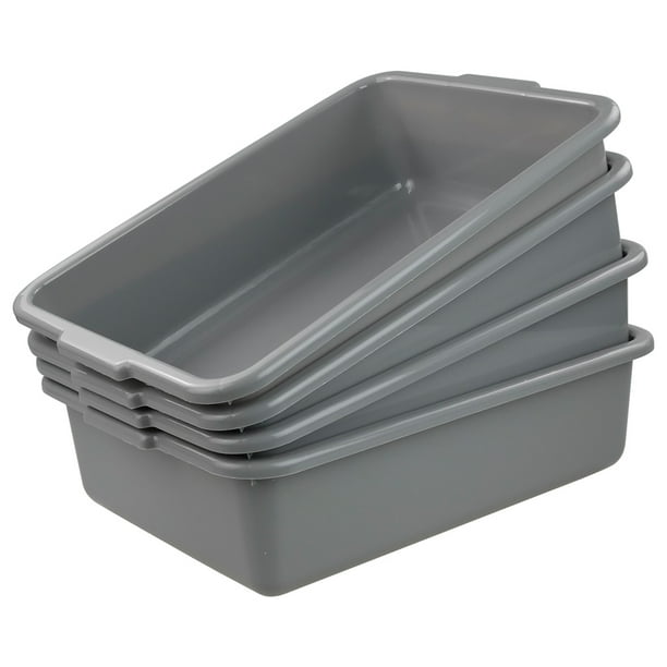 Cand 4 Packs Commercial Bus Tubs, Plastic Bus Box/Utility Box, Gray, 5. ...