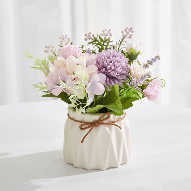 destyer Artificial Flowers Wedding Bouquet Fake Ceramic Pot Rope Stage ...