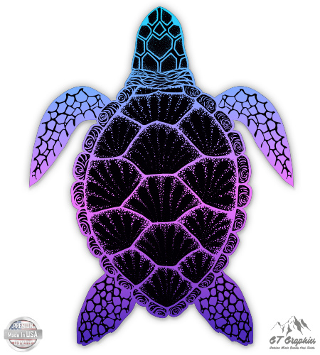 Sea Turtle Colorful - 12" Vinyl Sticker Waterproof Decal - Walmart.com