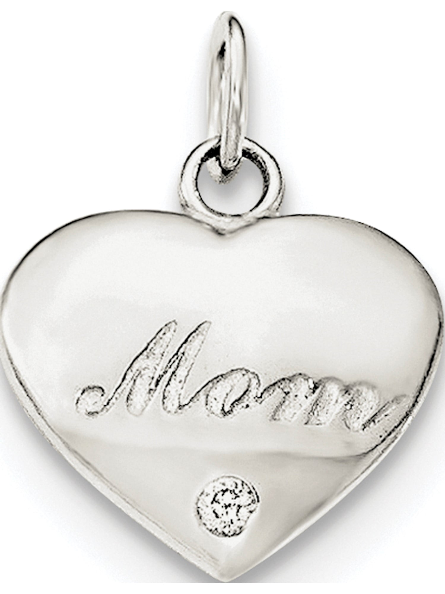 925 Sterling Silver Polished CZ Heart MOM Pendant / Charm | Walmart Canada