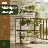 Bamworld Outdoor Plant Stand Indoor Plant Rack Wooden Tiered Ladder for ...