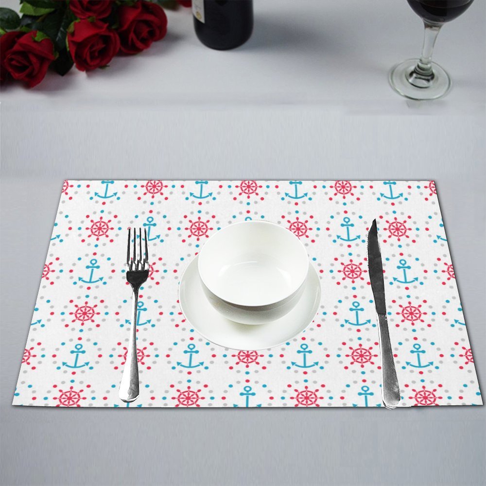 MYPOP Art Chevron Anchor and Nautical Rudder Table Placemat Food Mat ...
