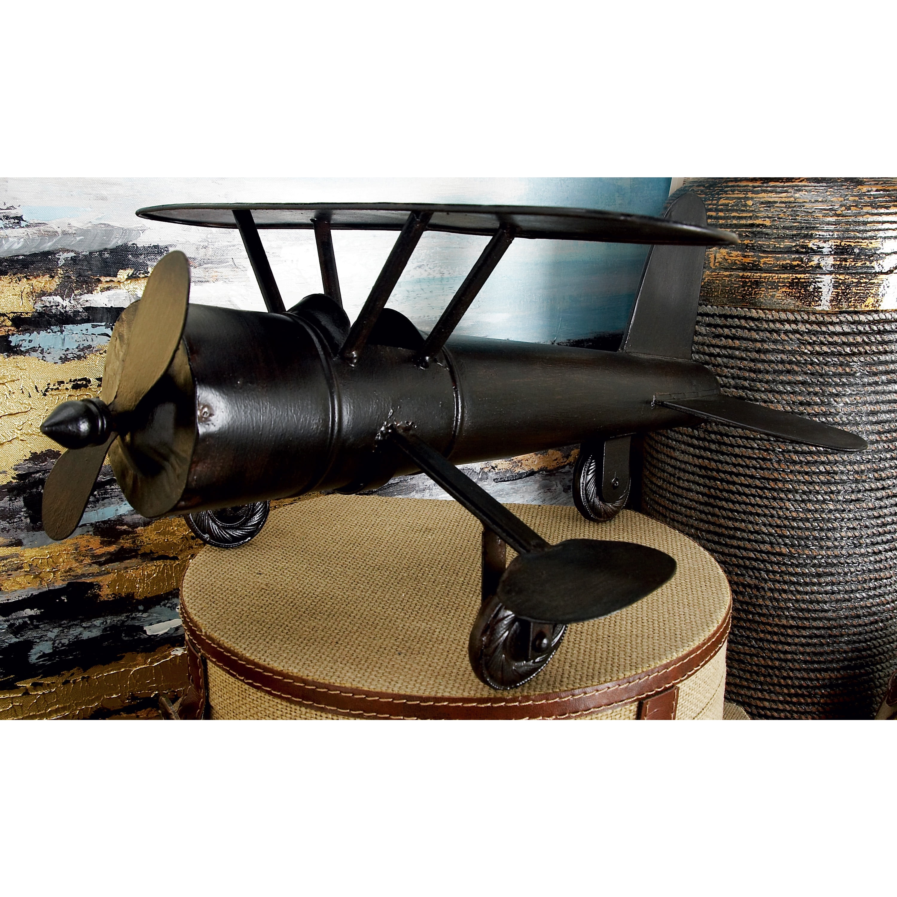 18" x 9" Brown Metal Airplane Sculpture, by DecMode - Walmart.com