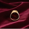 Natural Red Garnet Ring - Solid Pure Copper Jewelry, Garnet Signet Ring ...