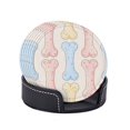 6-Piece Set Of Round Coasters Water-Resistant Leather Double-Sided Non ...