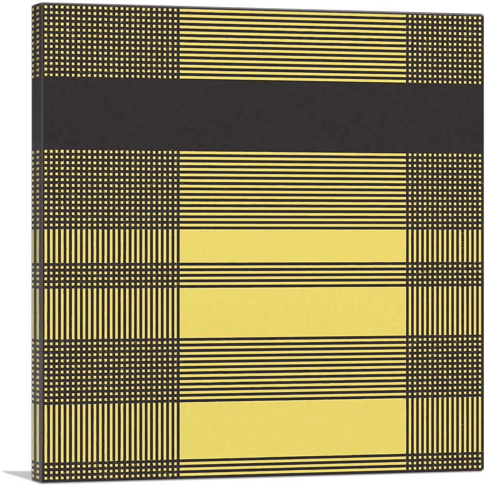 ARTCANVAS Mid-Century Modern Yellow Plaid Square Canvas Art Print - Size: 18" x 18" (1.50" Deep ...