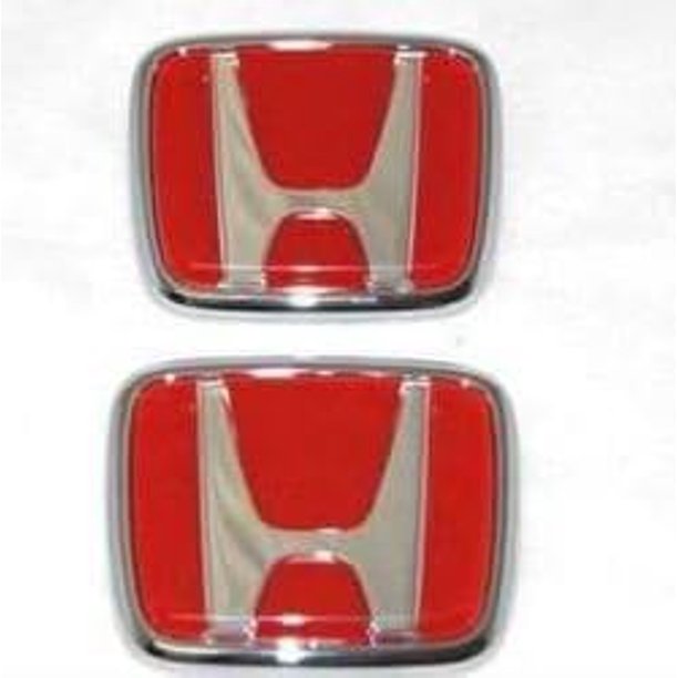 New Set of 2 1x Front Red Logo Emblem Decal + 1pc Back Rear Red Emblem ...