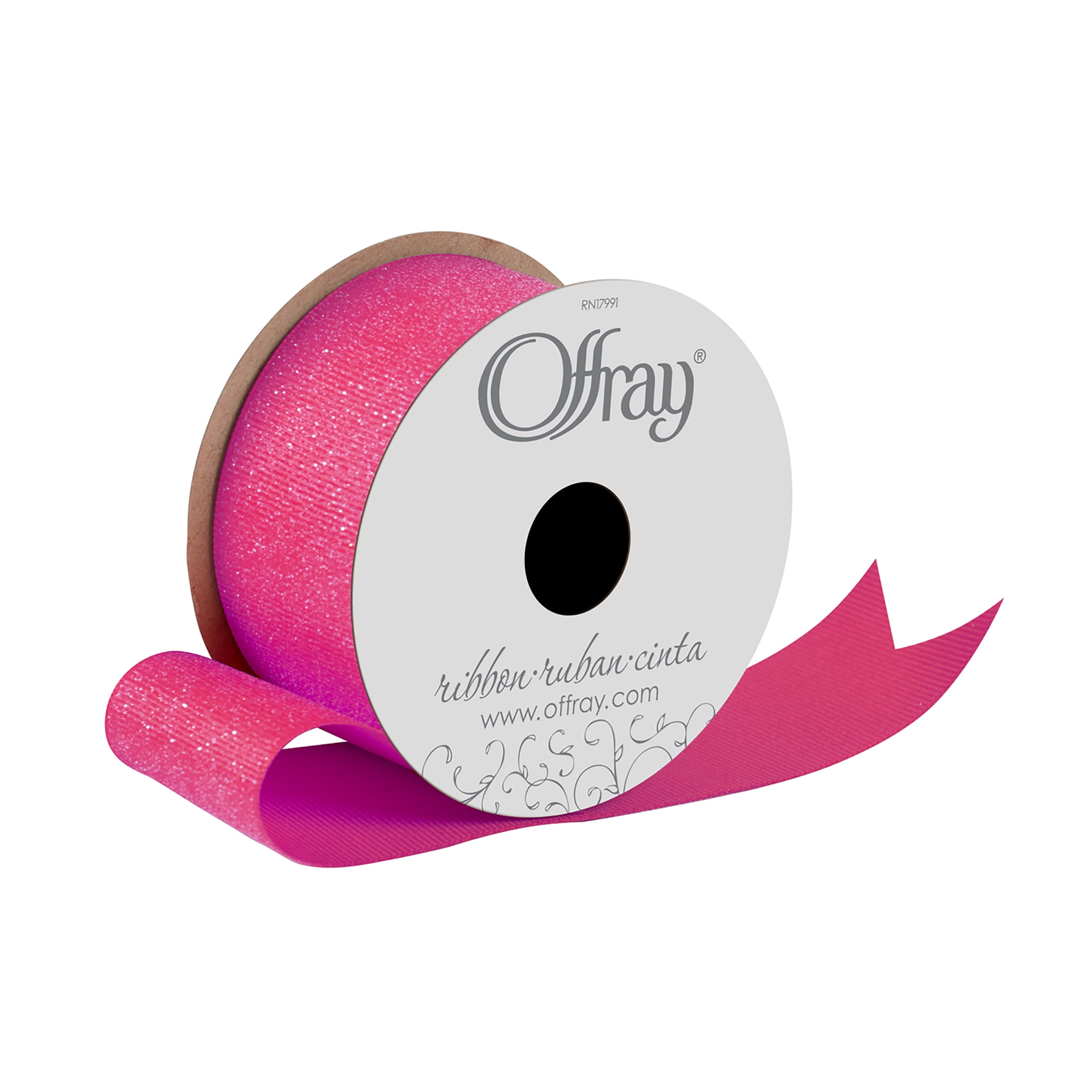 Offray Ribbon, Hot Pink 1 1/2 inch Grosgrain Glitter Polyester Ribbon ...