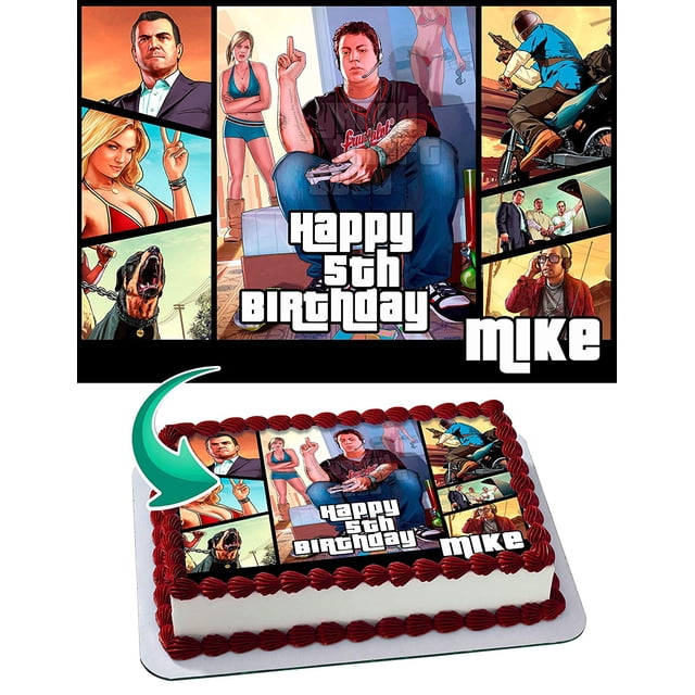 Grand Theft Auto Edible Cake Image Topper Personalized Picture 1/4 ...