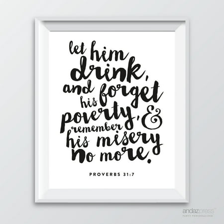 Let him drink...Proverbs 31 7 Wine Wall Art Decor Sign, Freehand Black ...