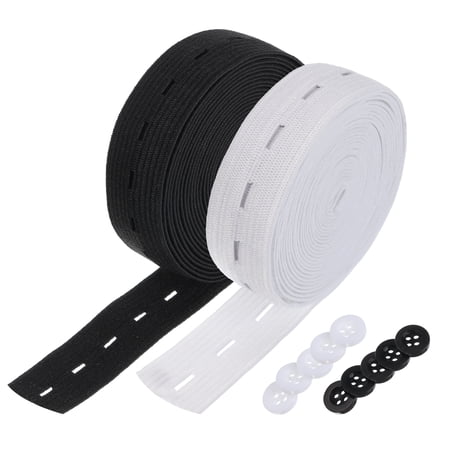 Elastic Sewing Bands with Buttons, 2Pcs 5 Yards 3/4 Inch Each - with ...