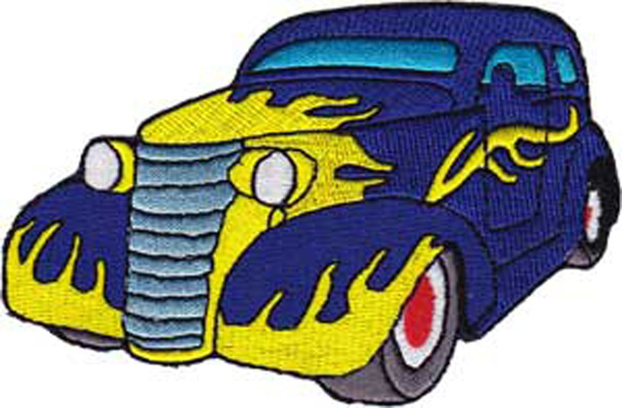 Patch - Automoblies - Purple Hot Rod w/Flames Iron On Gifts New ...