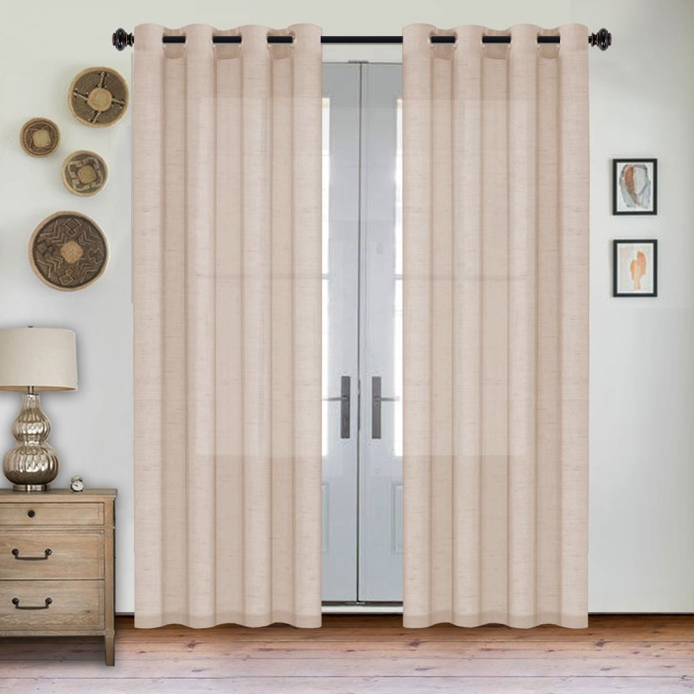 PrimeBeau Semi Sheer Linen Curtains Light Filtering Natural Linen ...