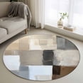 3.3ft Round Rug Modern Brown Beige Area Rugs for Living Room Bedroom ...