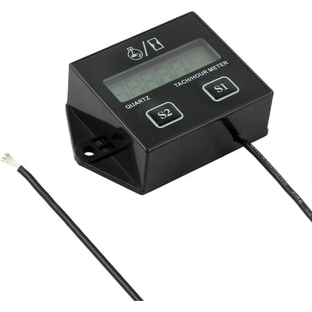 Bmatwk Digital RPM Tach Hour Meter Tachometer Gauge Spark Plug for ...