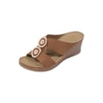Bkhluea Women Flower Accent T-Strap Wedge Slide Sandals Comfortable ...