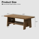 43.3'' Rustic Farmhouse Coffee Table with Solid Fir Wood Top, Wedged ...