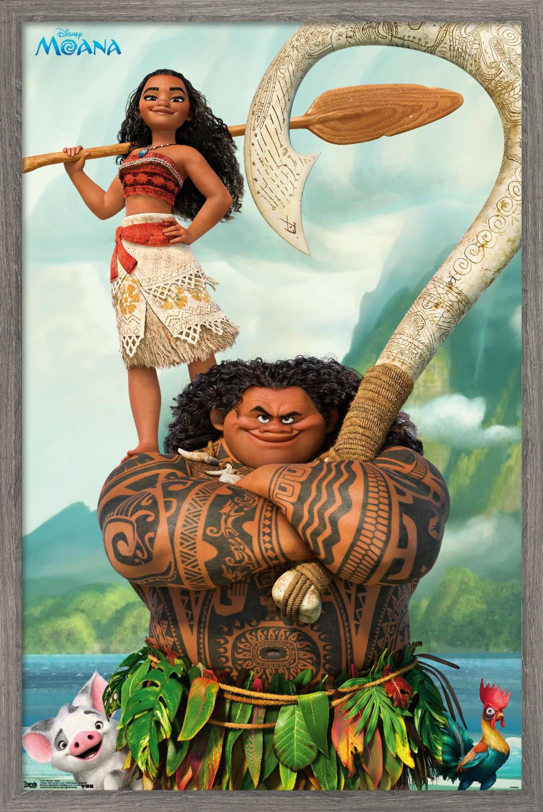 Disney Moana - Pose Wall Poster, 14.725" x 22.375", Framed - Walmart.com