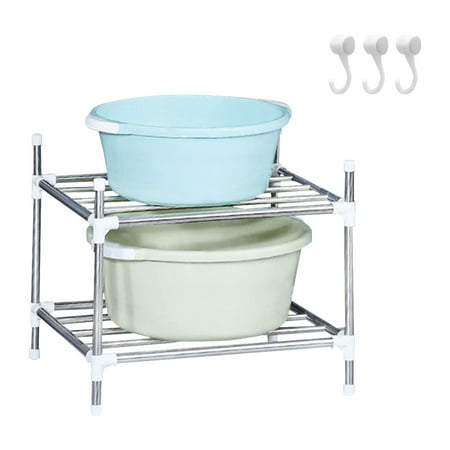 Stainless Steel Space Saving Pot Rack Pantry Kitchen Organizer ...