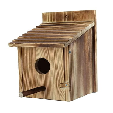 Small Cute Pinewood Birdhouse - Ocean Bungalow Red Roof for Outdoor Use ...