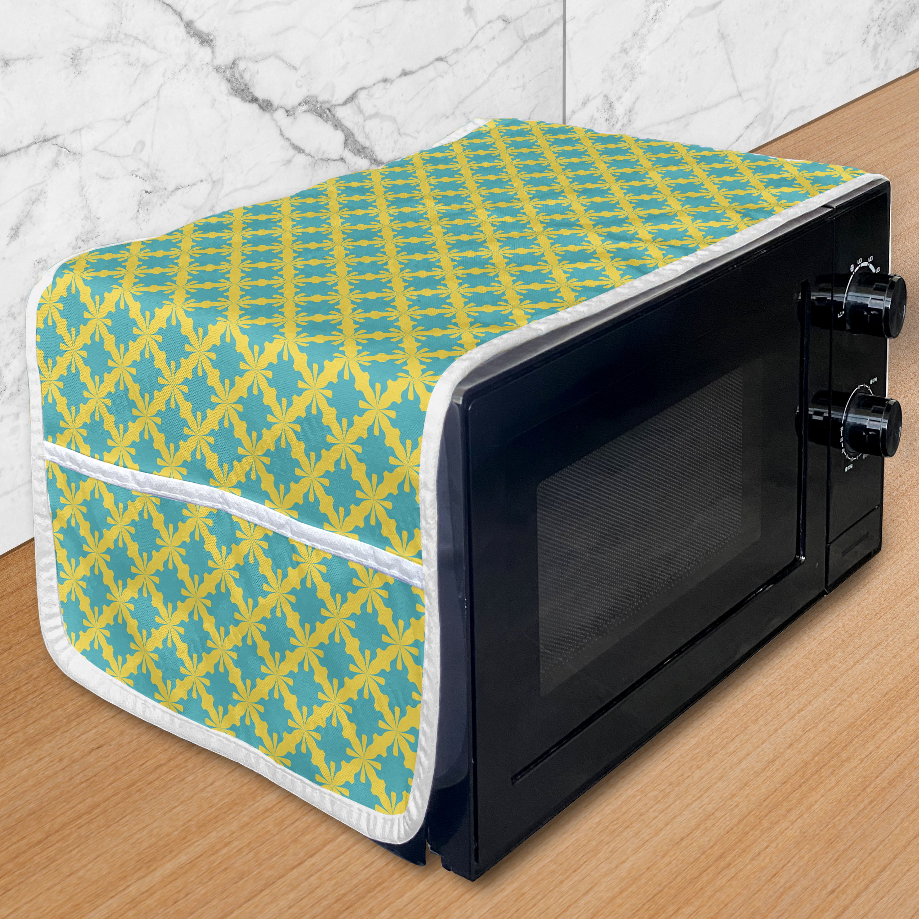 Victorian Microwave Oven Cover, Bicolored Modern Damask Design of ...