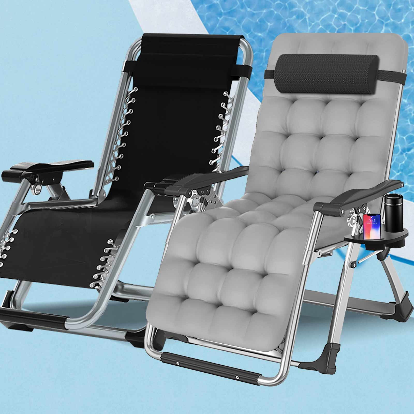 Lilypelle Zero Gravity Chair, Outdoor Padded Lounge Chair with Side ...