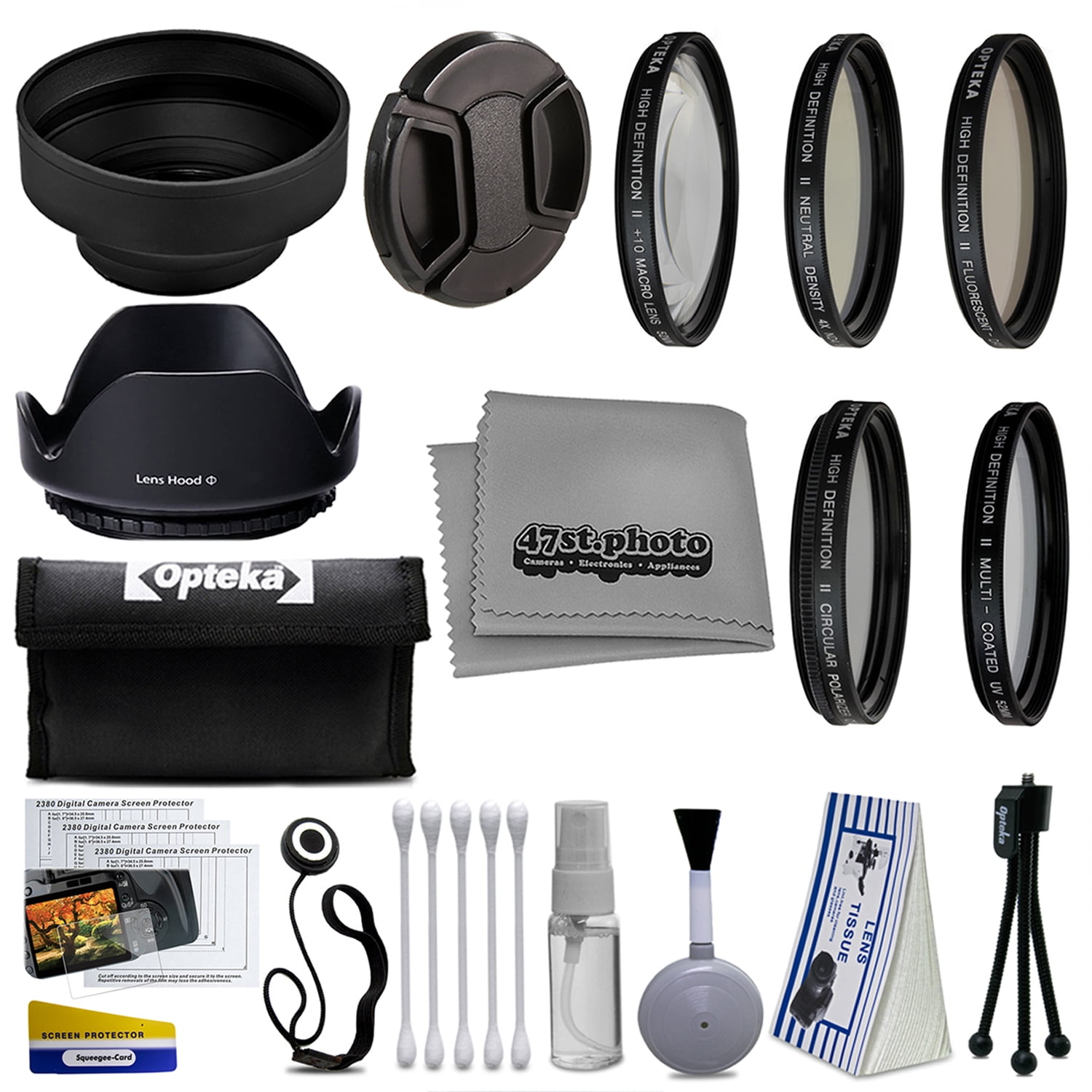 Opteka Universal 58mm Pro DSLR 5pc Filter Kit Accessory Bundle with UV ...