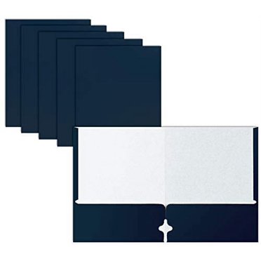 JAM Paper Laminated Two Pocket Glossy Folders, Navy Blue, 3/Pack ...