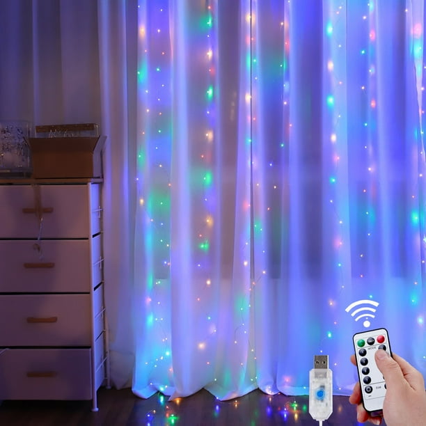 Honche LED Curtain Lights Indoor 300LEDs Waterfall Fairy String Lights ...