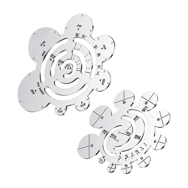 2x DIY Round Leathercraft Drawing Ruler Corner Cutting Ruler Leather ...