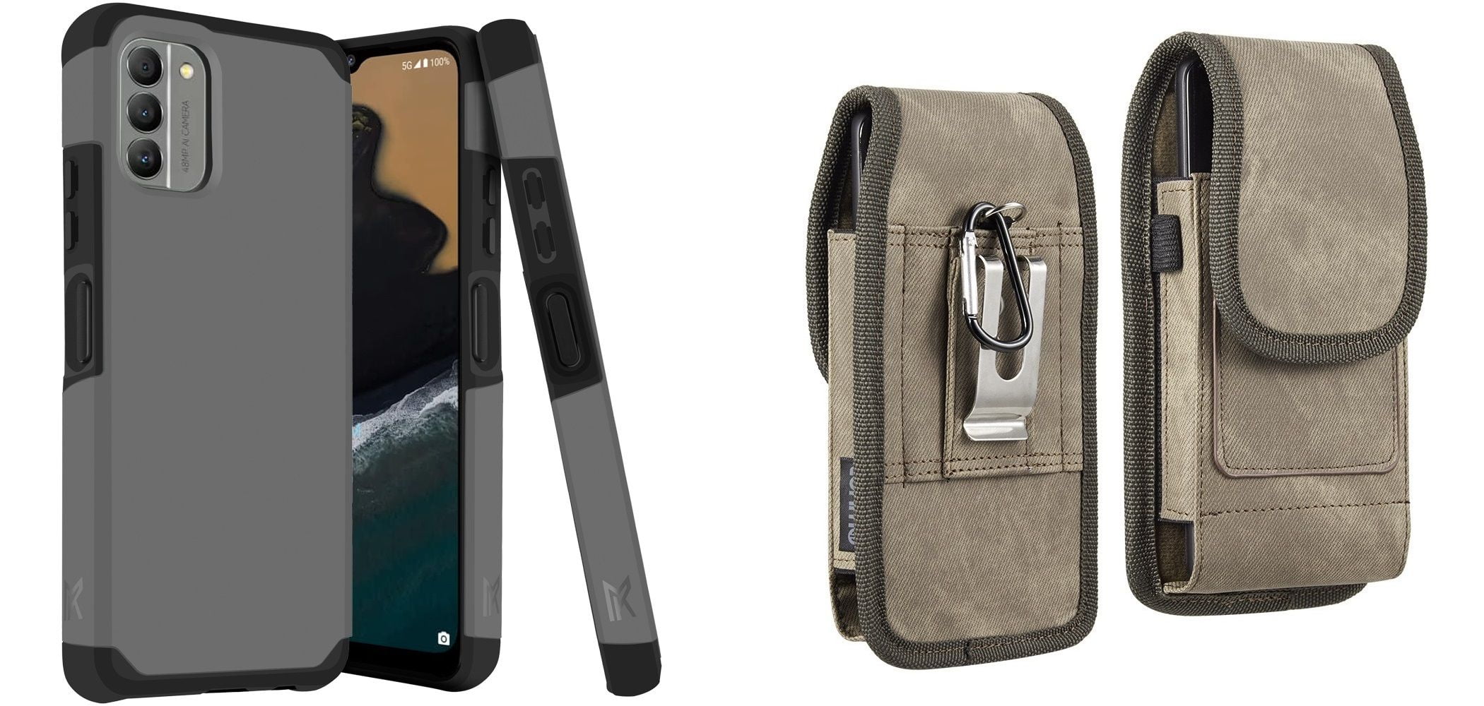 MK Armor Case for Nokia G400 5G and Vertical Rugged Belt Holster (Gray ...