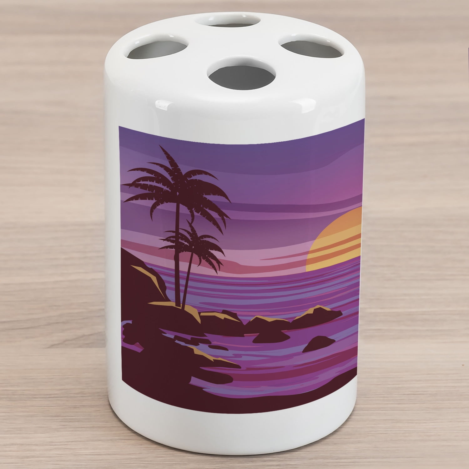Hawaii Ceramic Toothbrush Holder, Retro Graphics Inspired Illustration ...