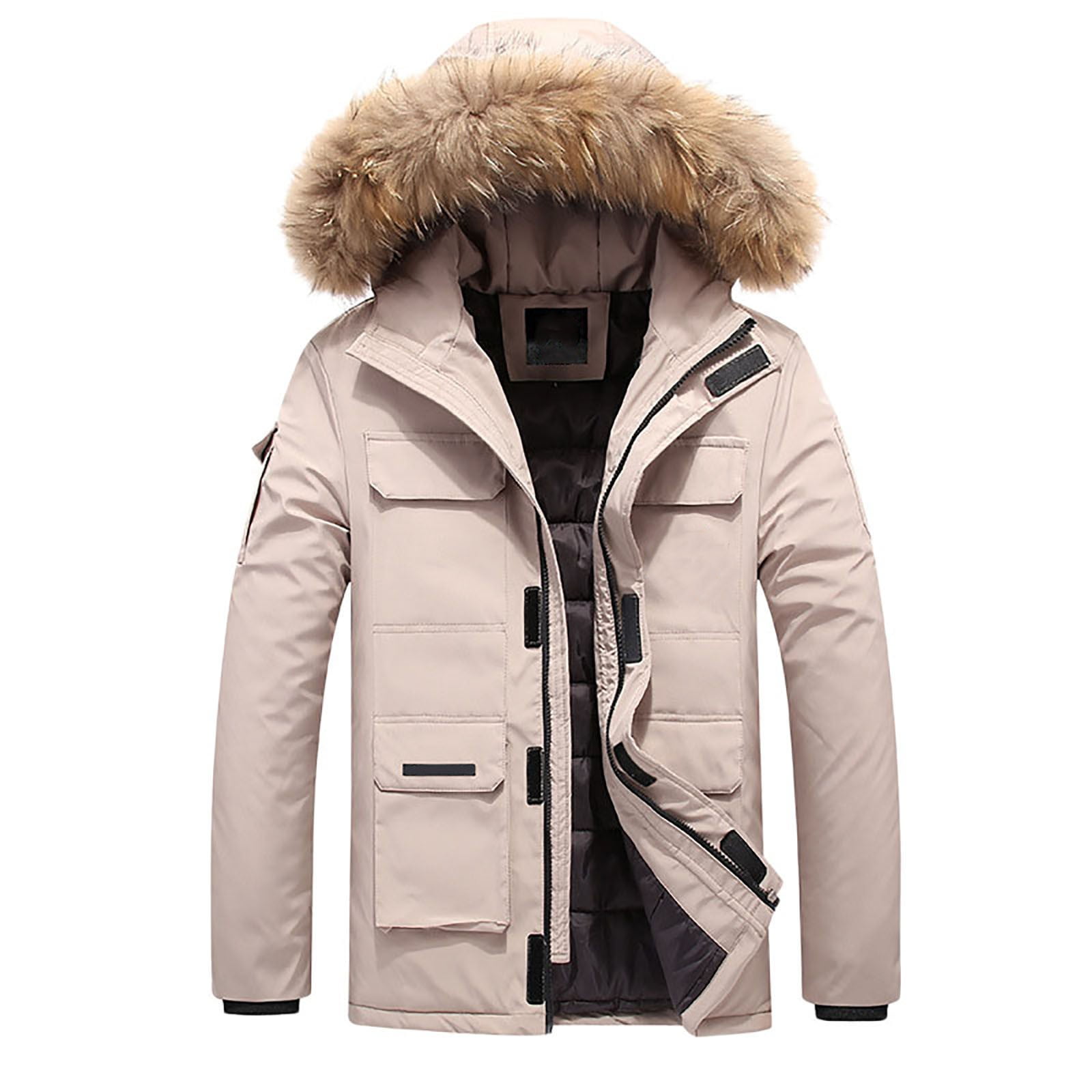 Wyzesi Men's Canvas Jackets Mens Winter Leisure Thickened Warm Cotton ...