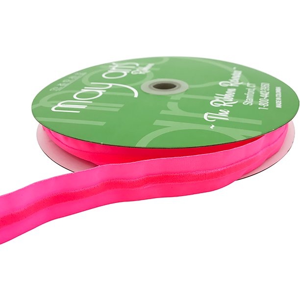 Crochet Edge Velvet Center Ribbon 7/8" X 25yd - Fuchsia - Walmart.com