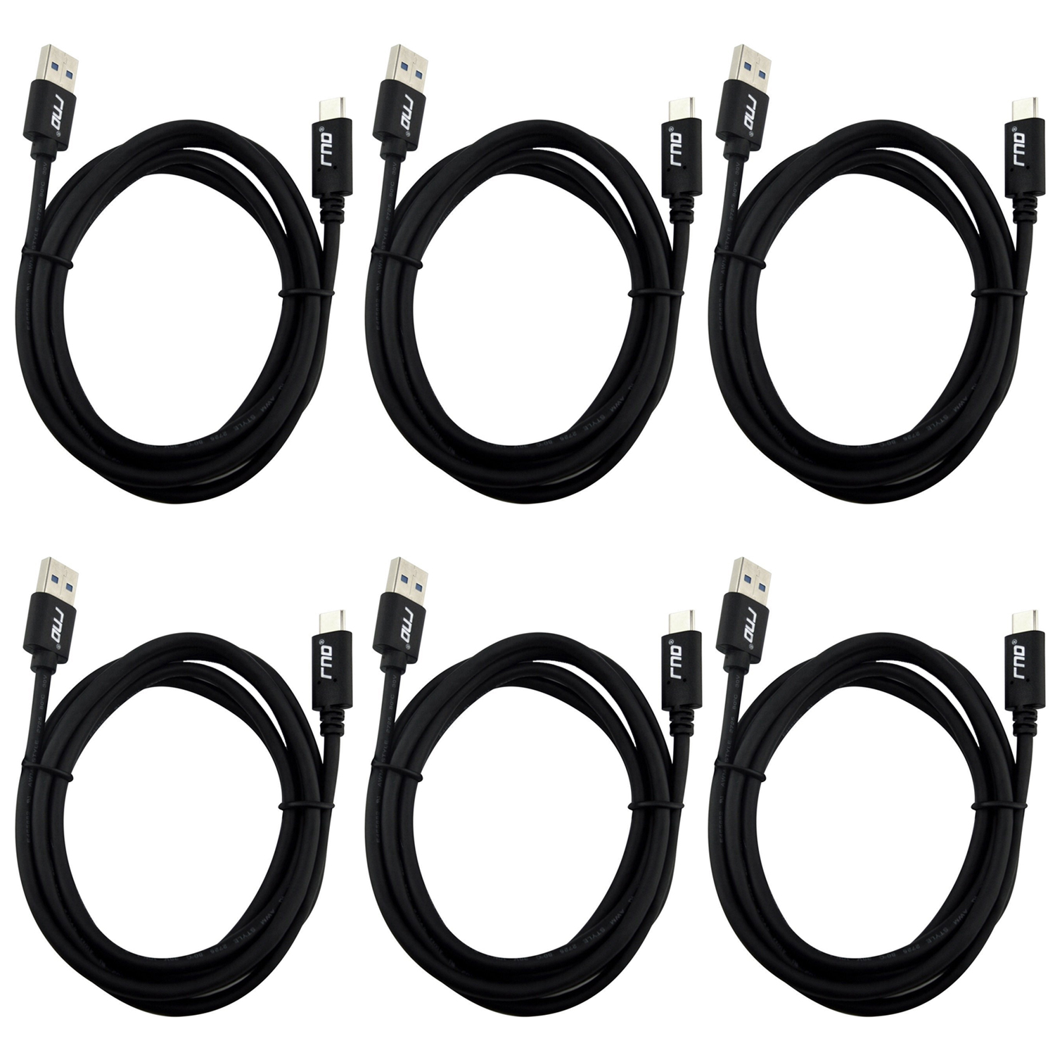 RNDs USB-C to USB-A (3.0) Long Fast Charger 6ft Cable (6-Pack) with 56k ...